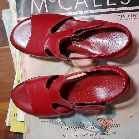 SAS | Shoes | Sas Red Velcro Sandals Nwob | Poshmark